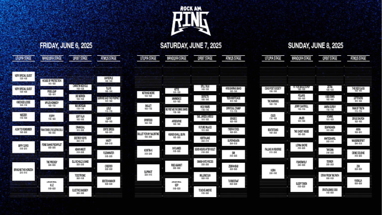 Rock am Ring 2025 Timetable | PDF
