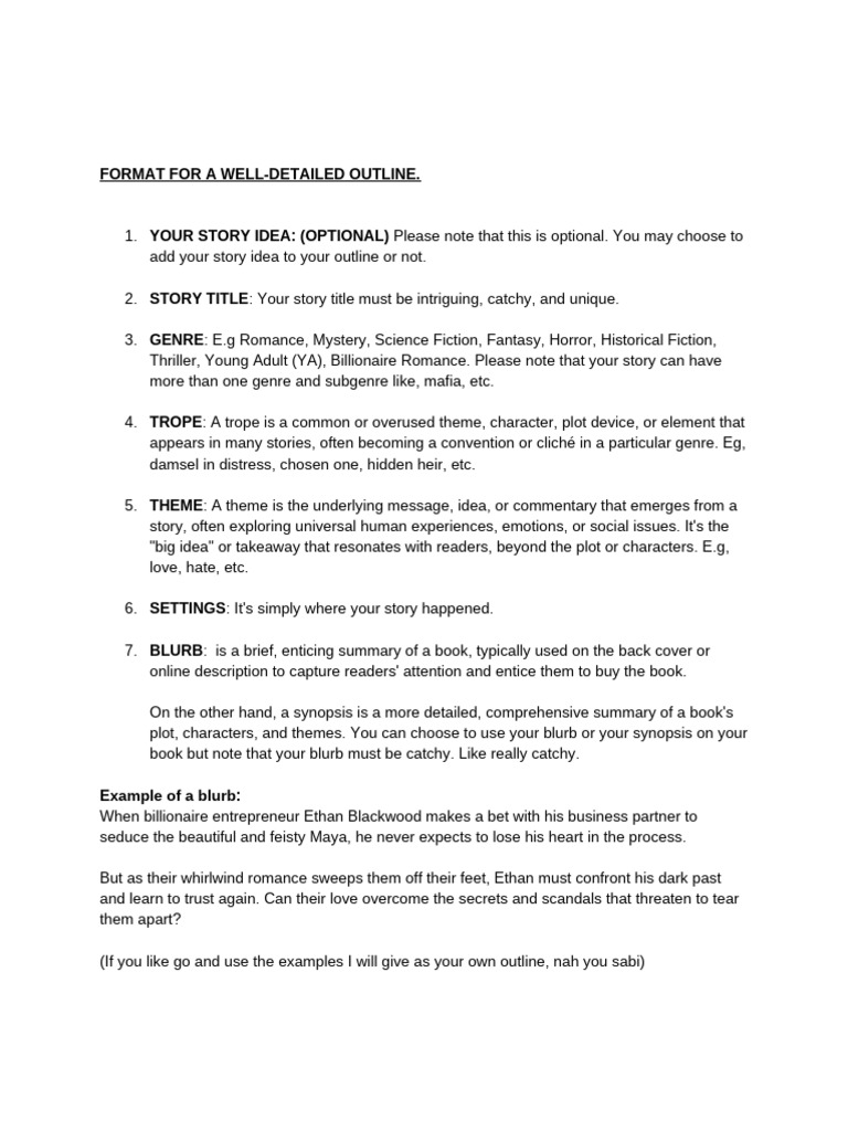 How To Create An Outline by Ann | PDF | Plot (Narrative) | Romance Novels