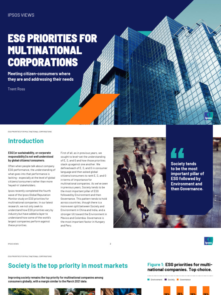 ESG Priorities for Multinational Corporations | PDF | Governance | Food ...