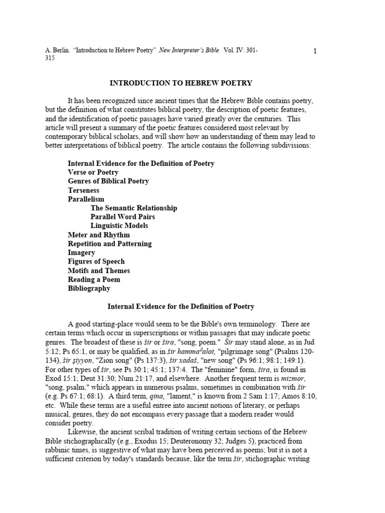 Introduction To Biblical Poetry NIB | PDF | Metre (Poetry) | Poetry