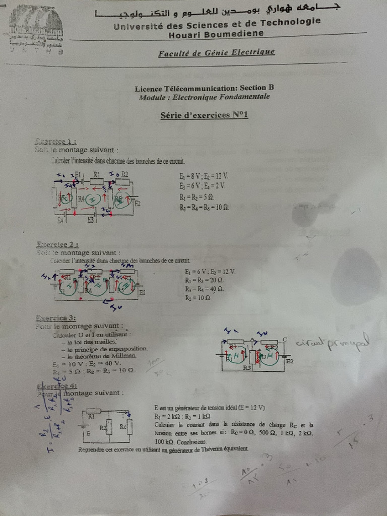 Theoremes Fondamentaux Serie 1 Et 2 Corrige | PDF