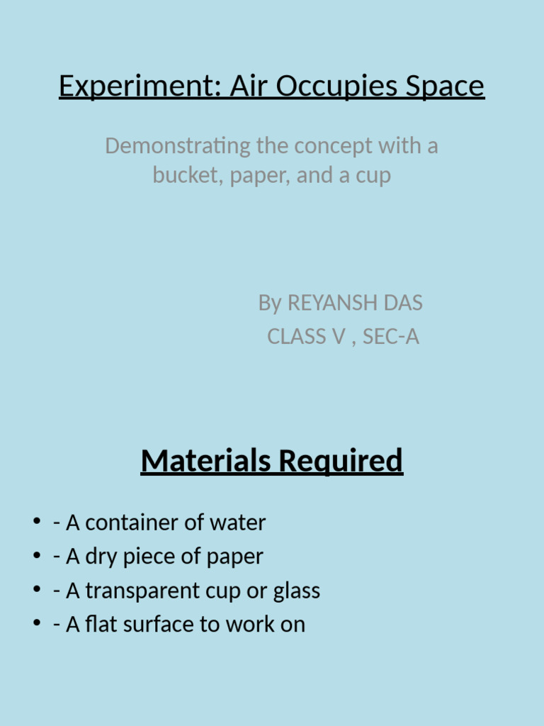 Air Occupies Space | PDF