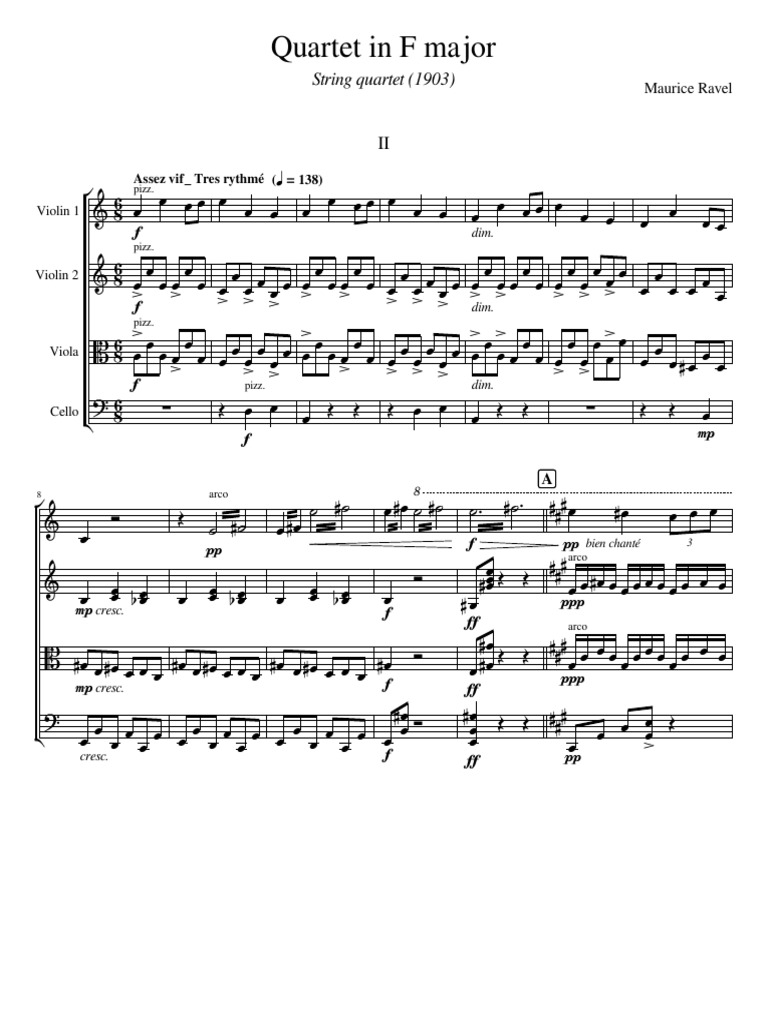 Ravel String Quartet in F Major | PDF | Quartet | Classical Music Groups