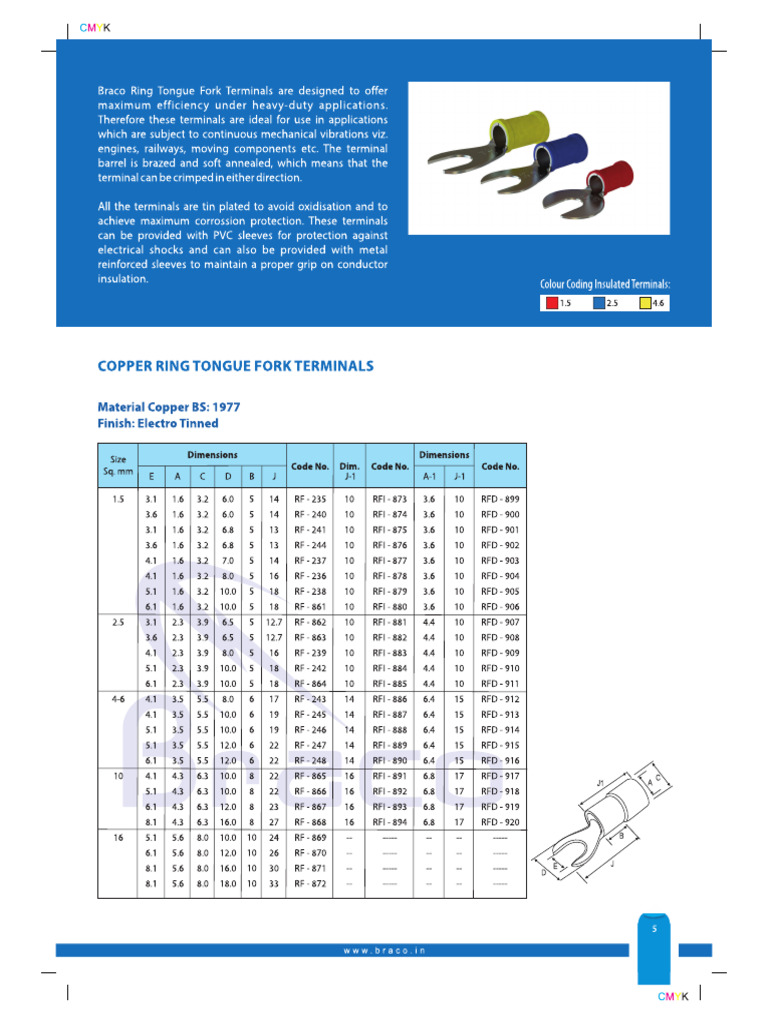 Braco Copper Ring Tounge Fork Terminals | PDF