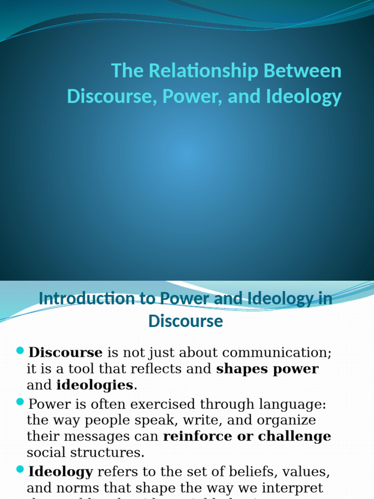Unit 5 The Relationship Between Discourse Power and Ideology | PDF | Power (Social And Political ...