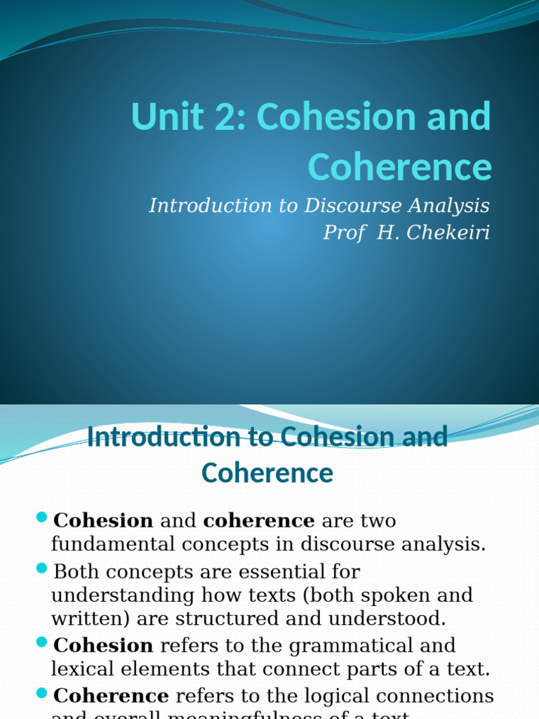 Unit 2 Cohesion and Coherence | PDF | Argument | Lexical Semantics