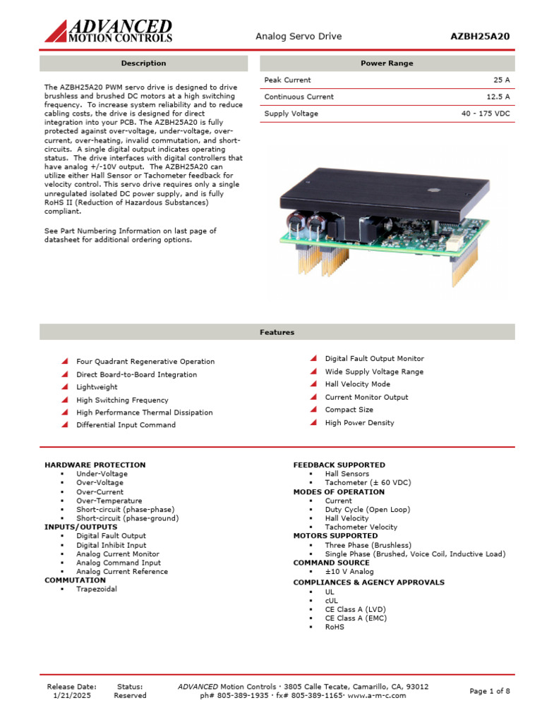 Amc Datasheet Azbh25a20 | PDF | Power Supply | Capacitor