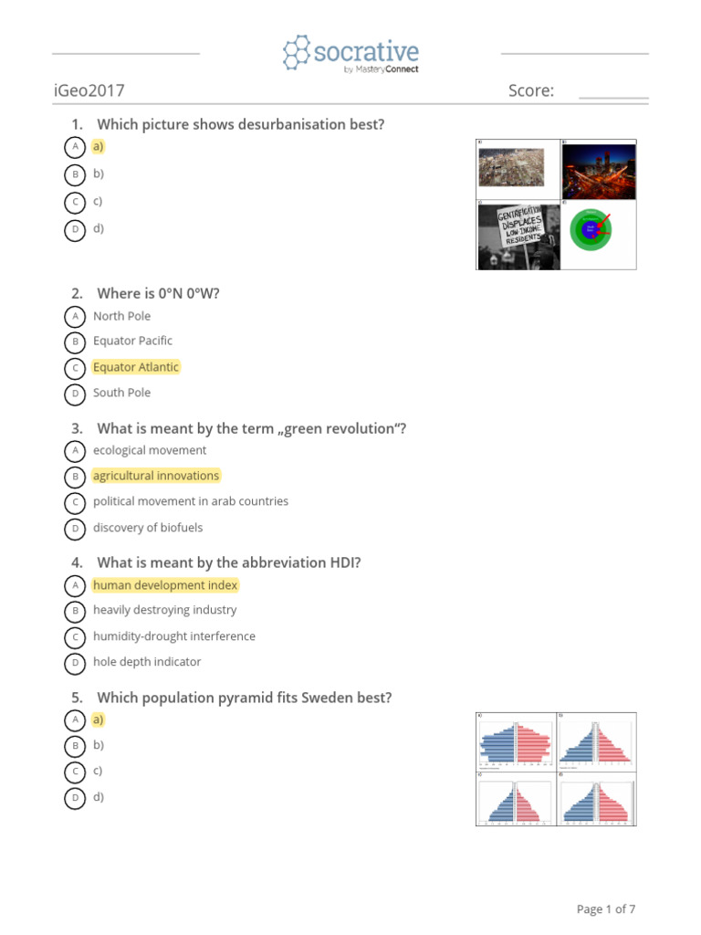 1st Round Exam 2017 Geography Olympiad Solutions | PDF | Earth ...