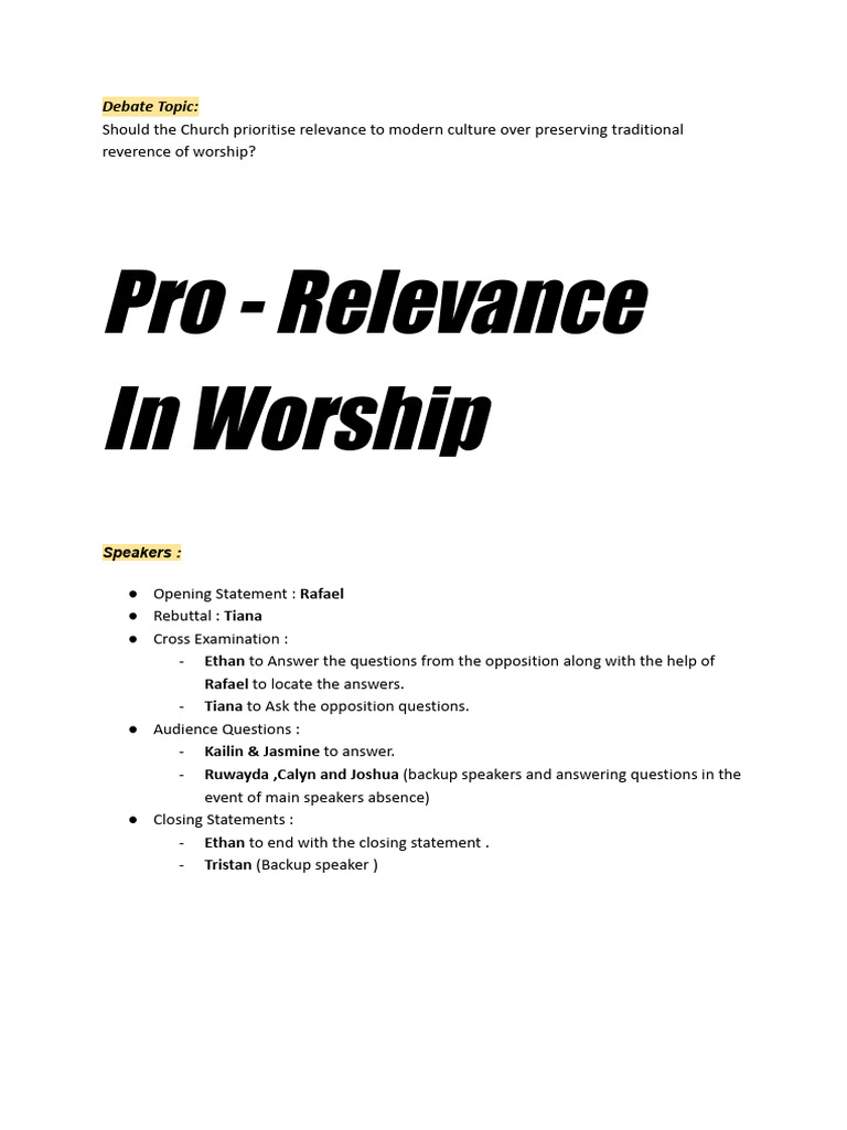 Church Worship: Relevance vs. Tradition | PDF | Worship | Jesus