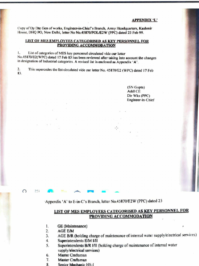 List of MES Key Personnel E-In-C Branch Letter | PDF