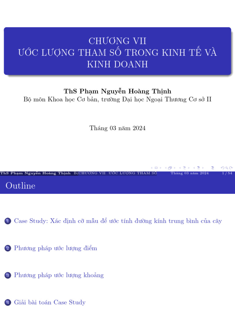 CH NG Vii CL NG Tham S Trong Kinh T Và Kinh Doanh: Ths PH M Nguy N Hoàng TH NH | PDF