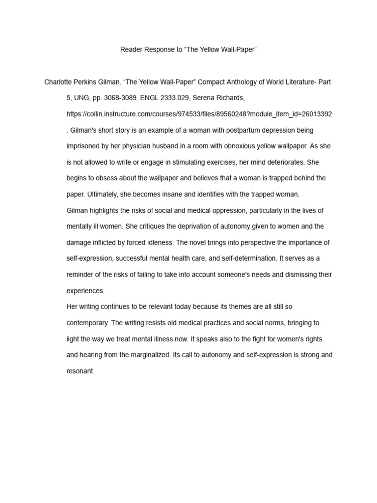 Reader Response 3-24-25 | PDF