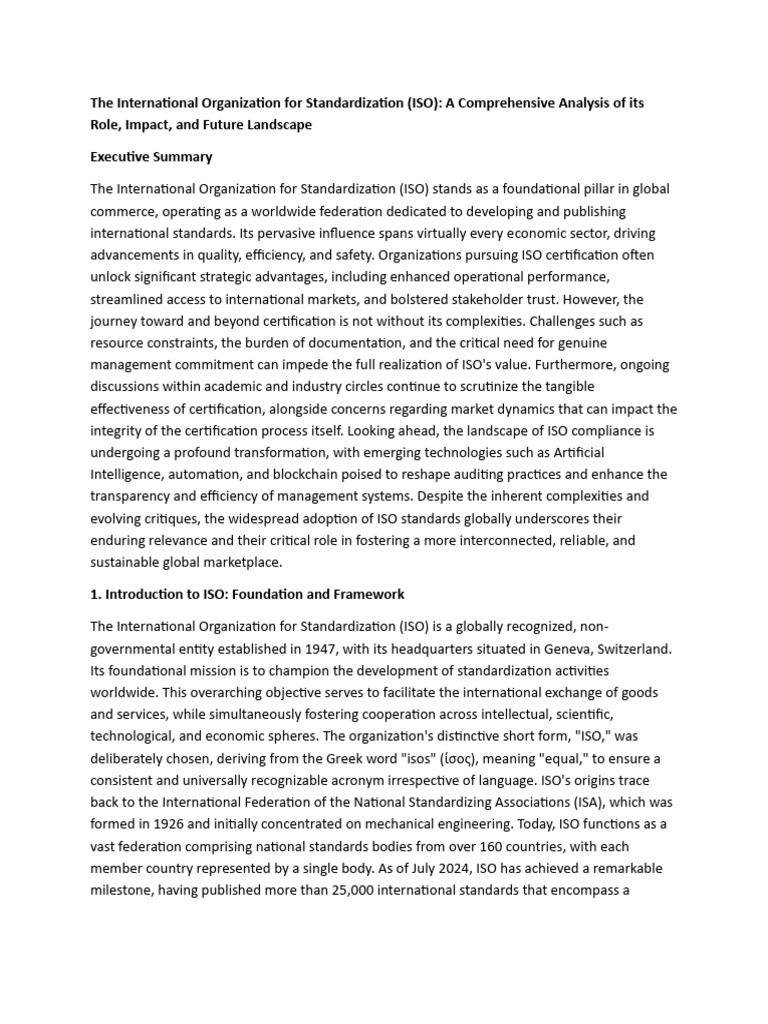 The International Organization For Standardization (ISO) | PDF | Artificial Intelligence ...