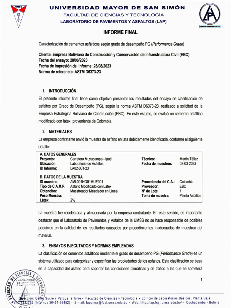 Informe 1-2 - CT-LAP-002 - 2023 | PDF
