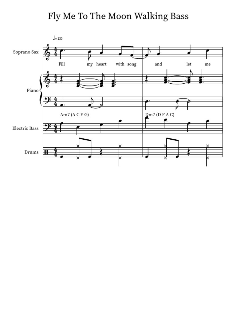 Fly Me To The Moon Bass Arrangement | PDF