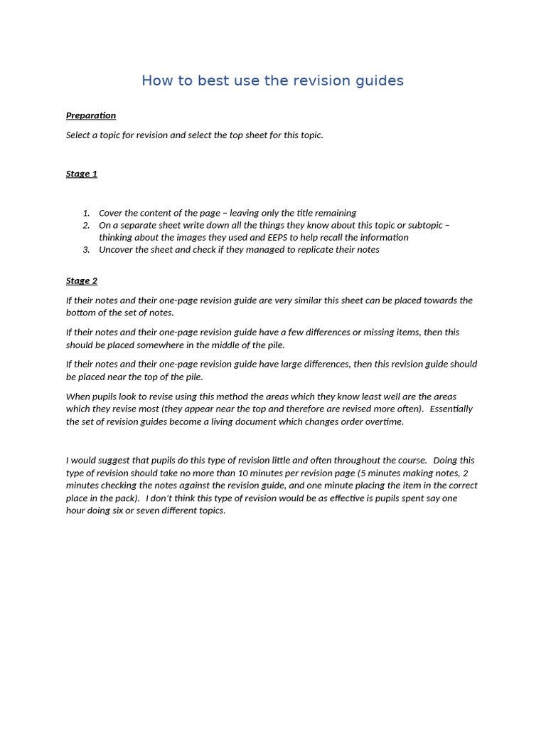Effective Revision Guide Strategies | PDF