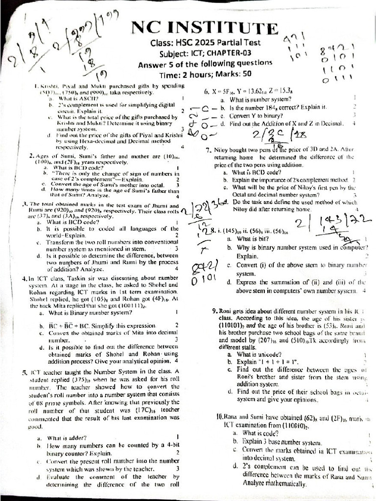 ICT Chapter 3 NC Question Paper | PDF