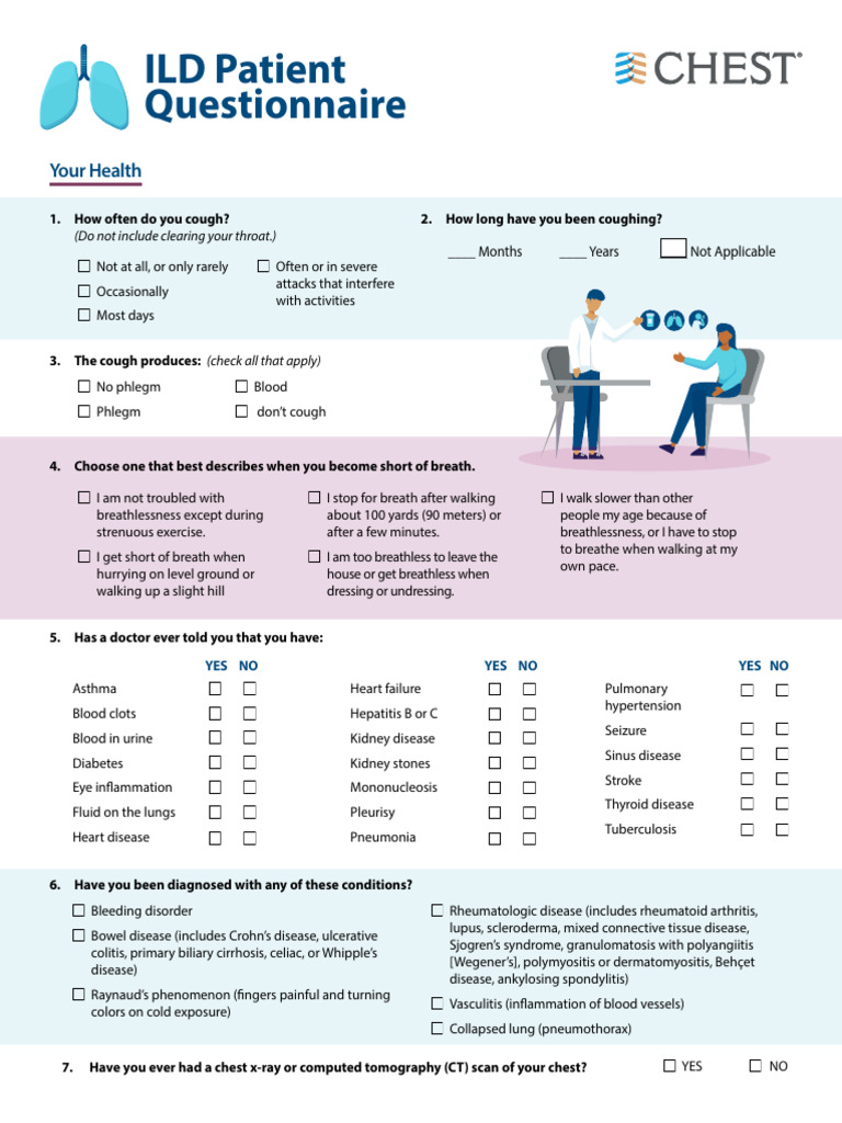 Chest ILD Patient Questionnaire | PDF | Cough | Human Diseases And ...
