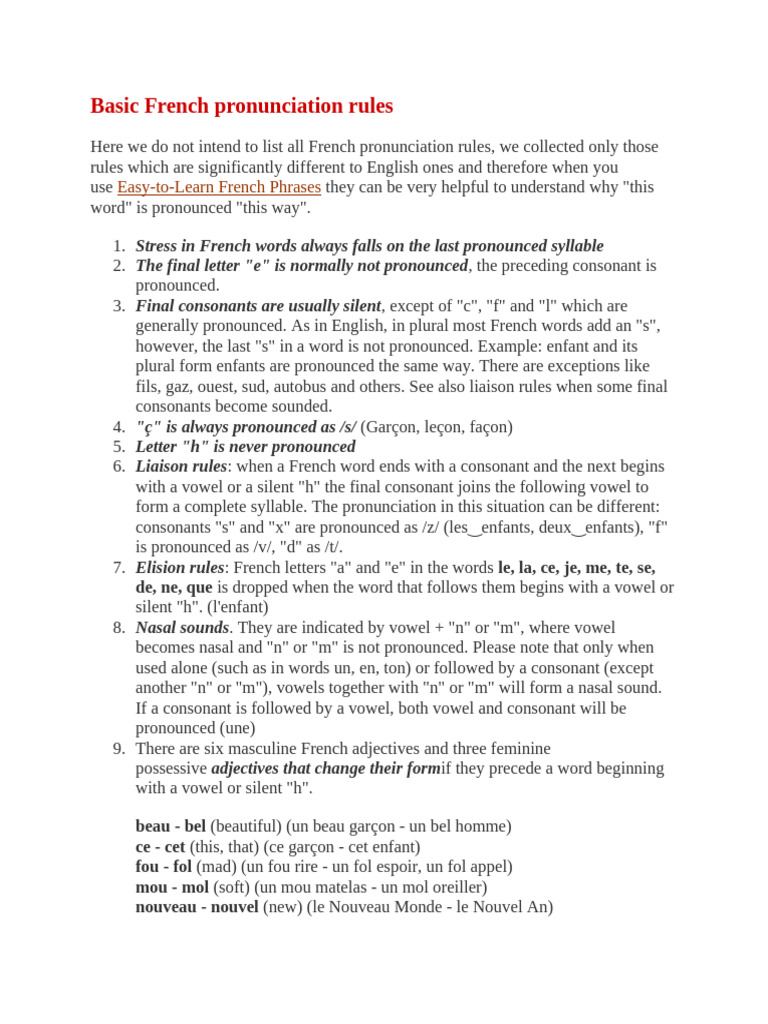 Basic French Pronunciation Rules | PDF | Phonology | Linguistics