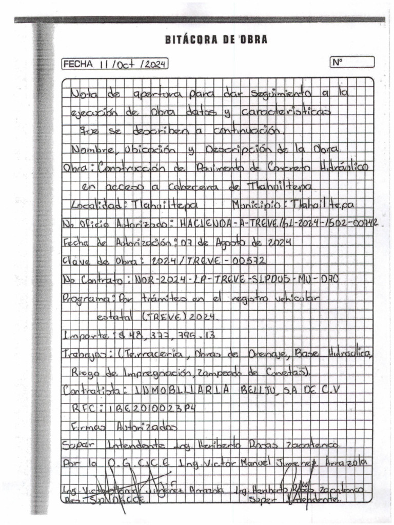 Bitácora de Obra | PDF