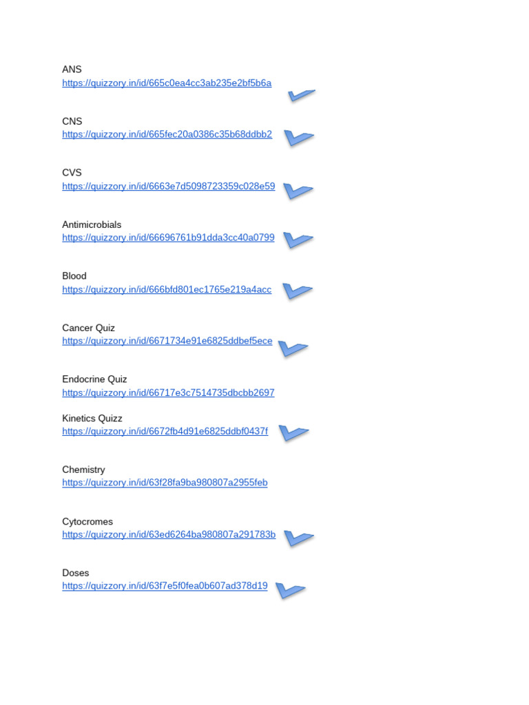 Quizzes by Chapter | PDF