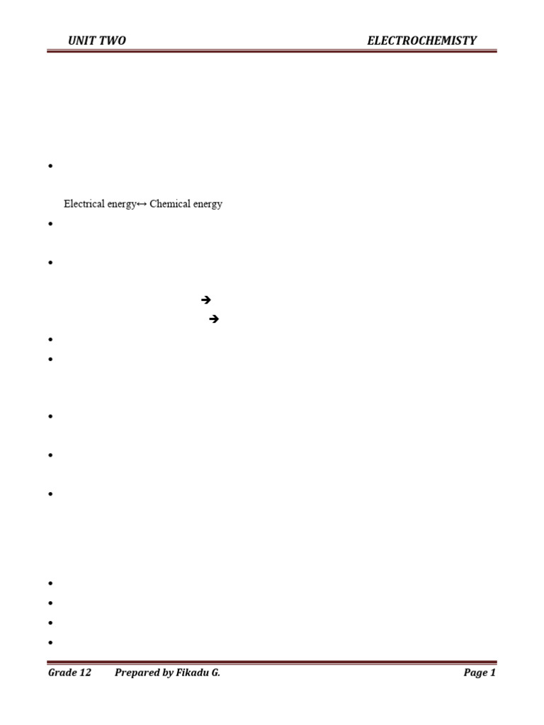 Grade 12 Electrochemistry Overview | PDF | Ion | Redox