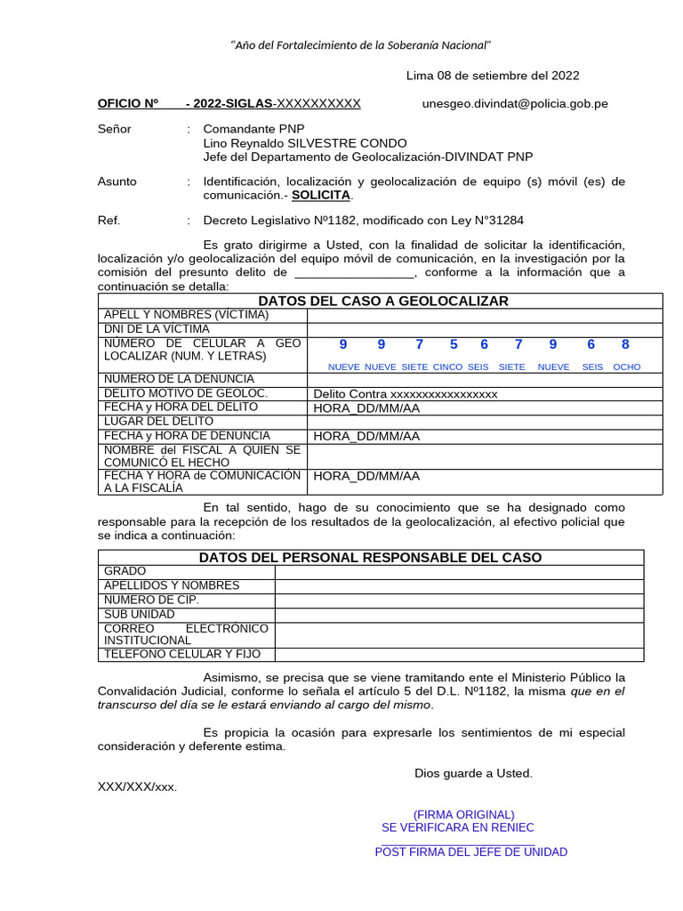 Modelo Oficio Requerimiento Geo | PDF