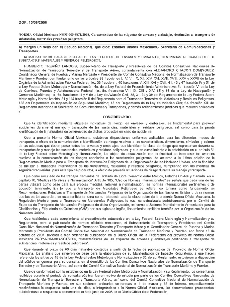 Nom 003 SCT 2008 | PDF