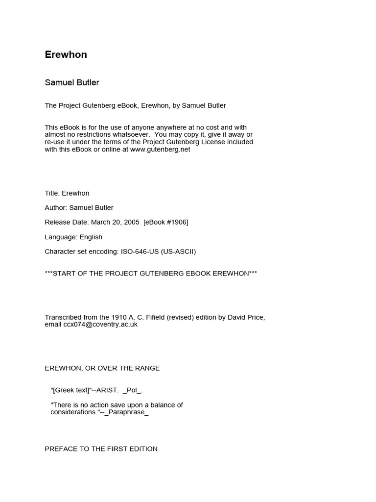 Erewhon by Samuel Butler: Free eBook | PDF | Sheep