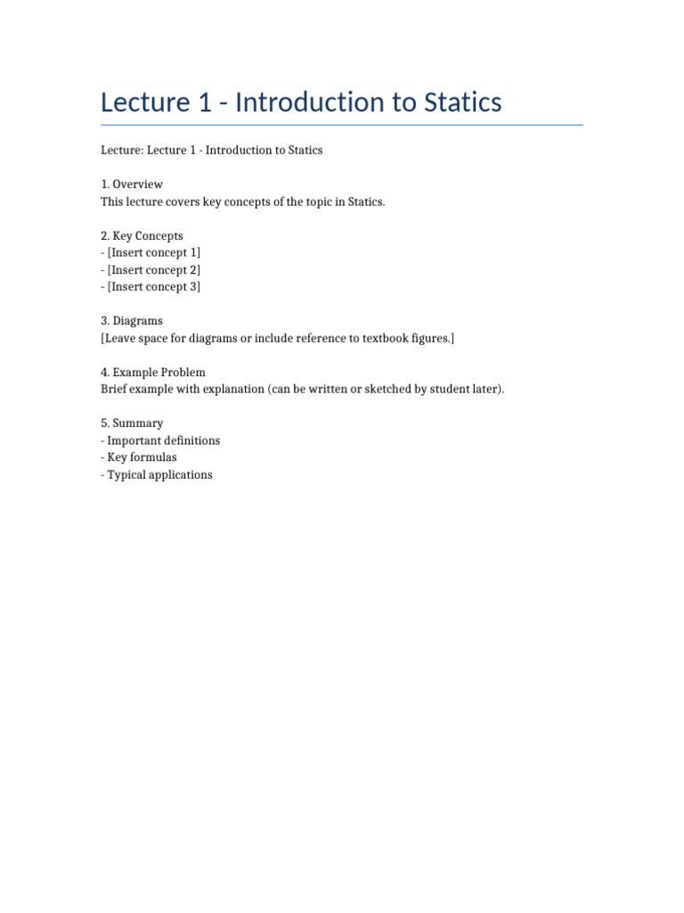Lecture 1 - Introduction To Statics | PDF