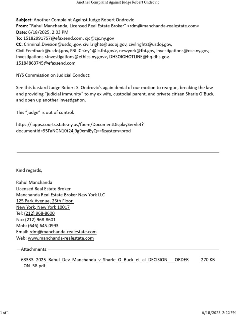 Another Complaint Against Judge Robert Ondrovic Plus Attachments | PDF ...