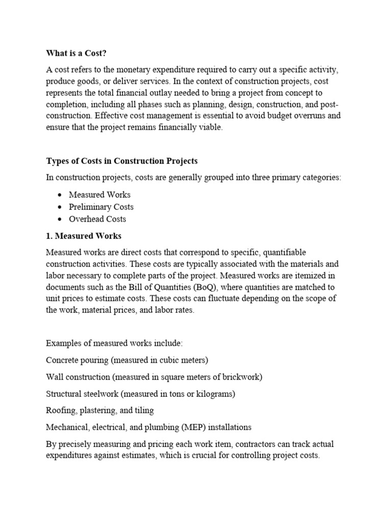 Cost in Construction Projects | PDF | Cost | Expense