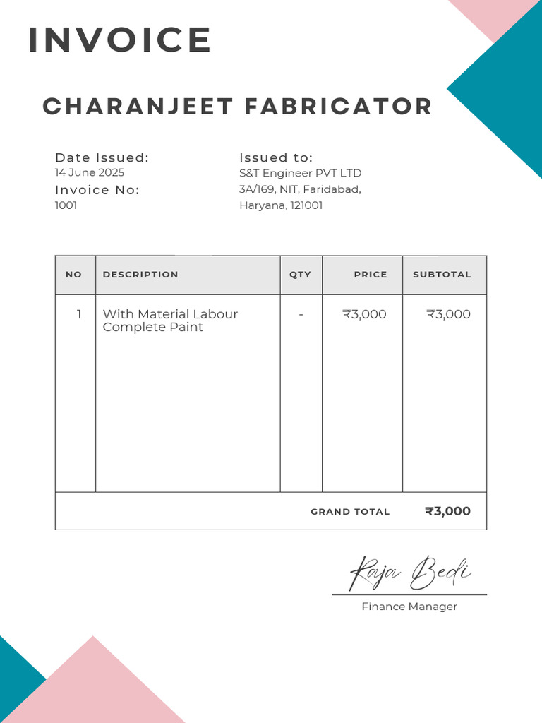 S&T Engineer Invoice | PDF