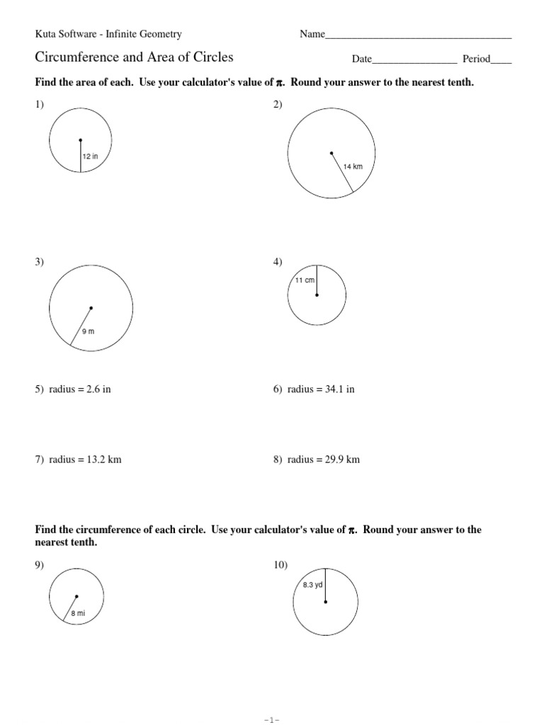 11-Circumference and Area of Circles | PDF | Area | Circle