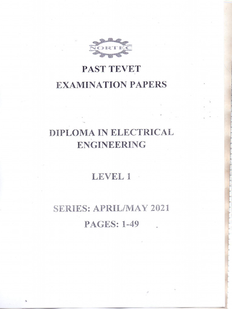 Diploma in Electrical Engineering Level 1 Teveta Past Papers April May ...