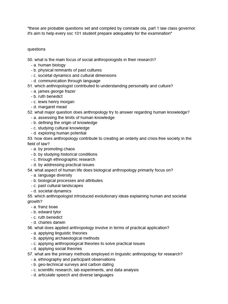 Comrade Ola's SSC 101 100 Probable Questions | PDF | Deviance ...