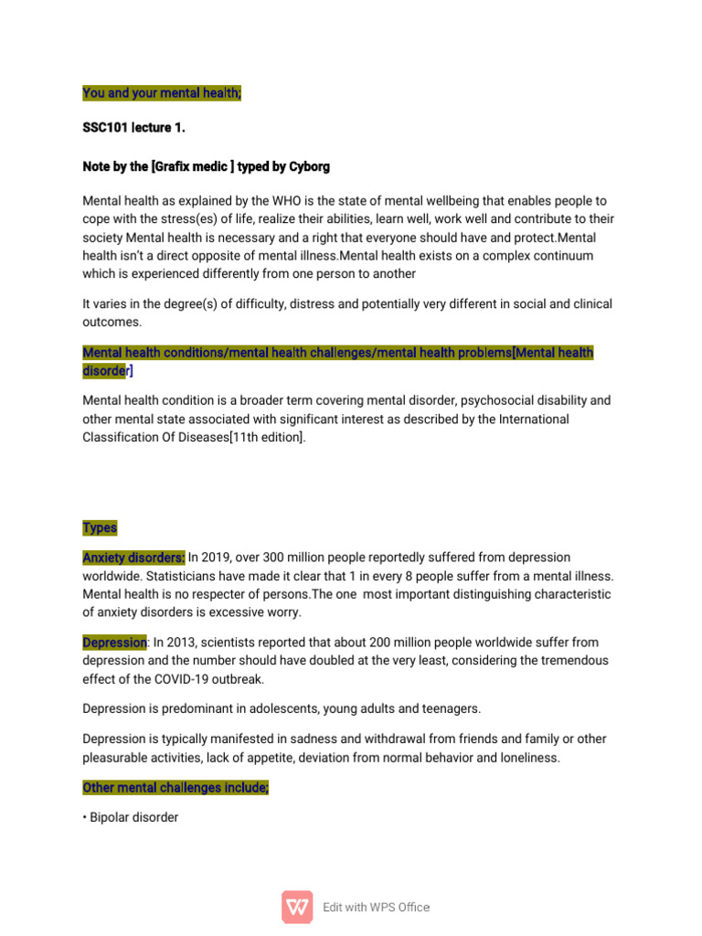 Ssc101 Lecture 101 Note by The Grafix Medic (09044535326) | PDF