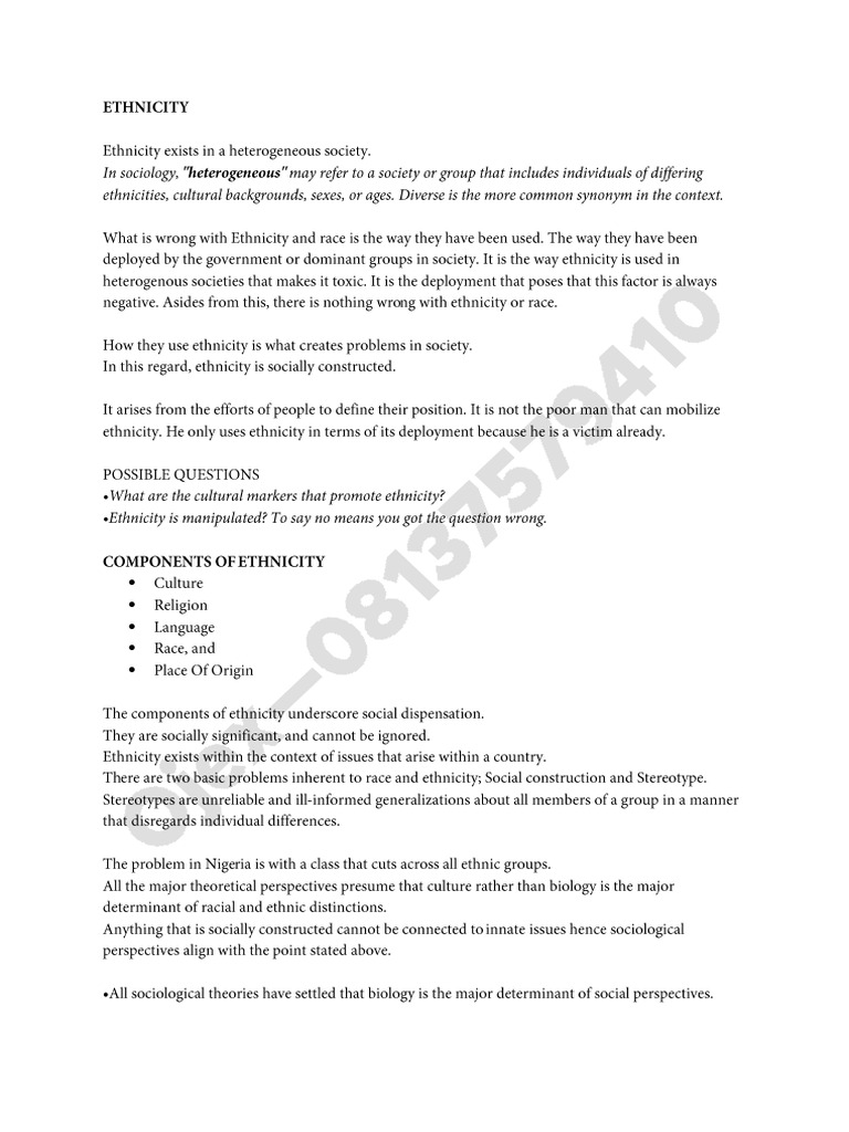 Ssc101 Ethnicity Compiled - Ojex | PDF