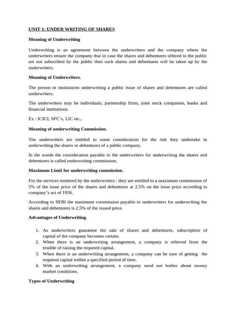 Underwriting Shares and Debentures Guide | PDF | Goodwill (Accounting ...