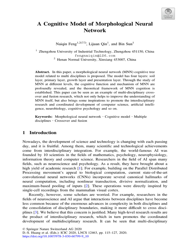 A Cognitive Model of Morphological Neural Network | PDF | Inhibitory Postsynaptic Potential ...