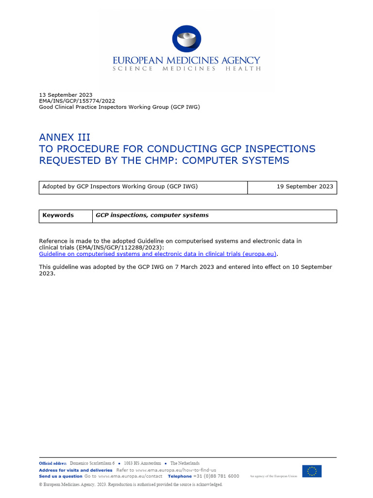 Annex III Procedure Conducting Good Clinical Practice Inspections ...