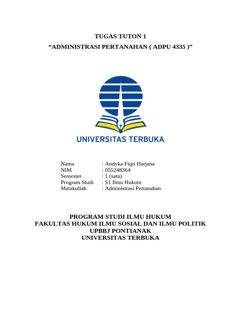 Tugas Tuton 2 Administrasi Pertanahan | PDF