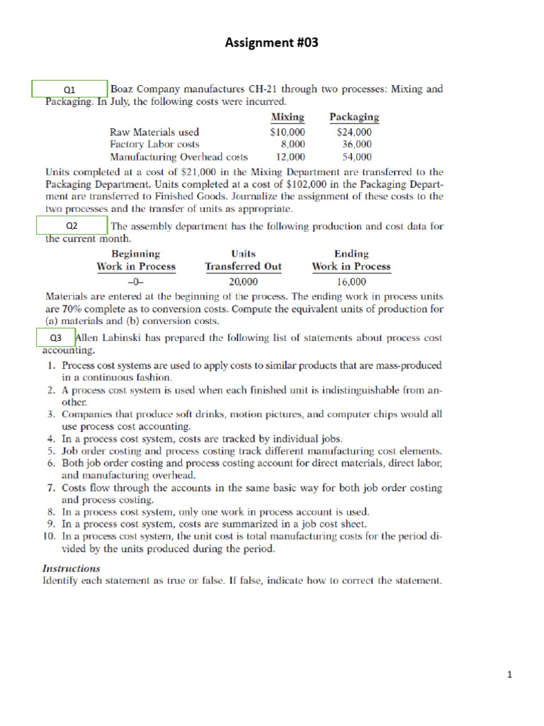 Assignment 03 Managerial Accounting | PDF