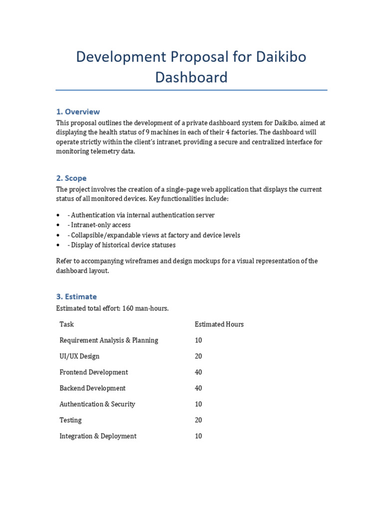 Daikibo Dashboard Development Proposal | PDF