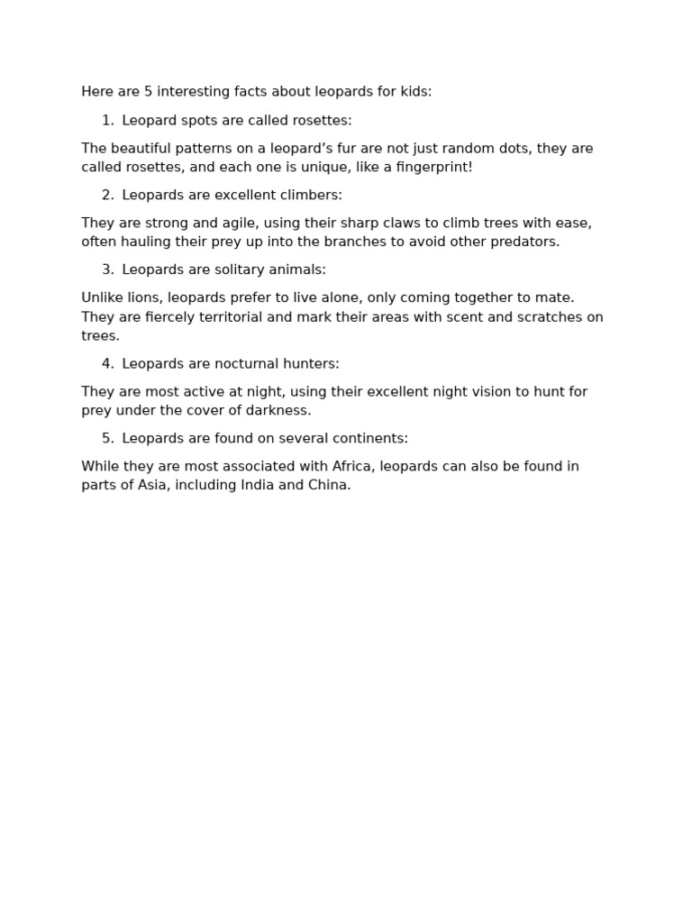 Fun Facts About Leopards for Kids | PDF