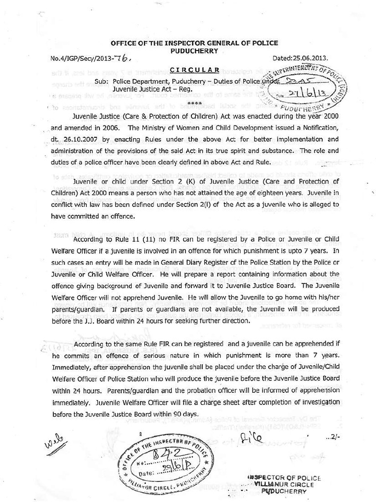 Duties of Police Under Juvenile Justice | PDF