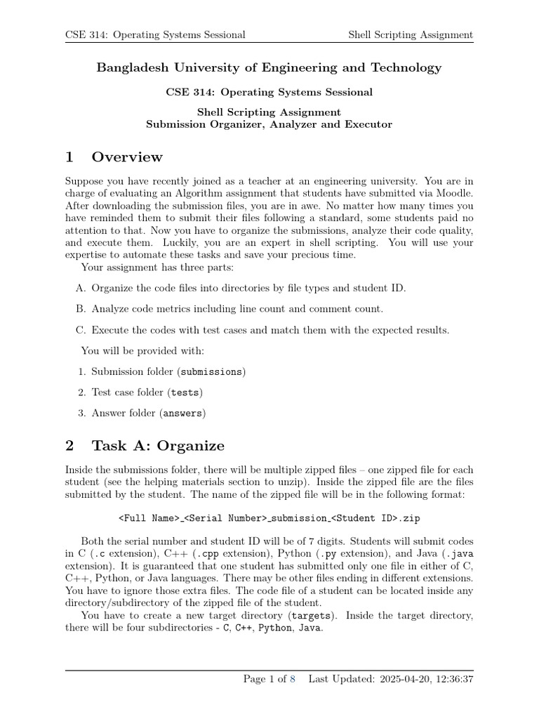 CSE314 Jan 25 Shell Offline Specification | PDF | Zip (File Format) | Computer File