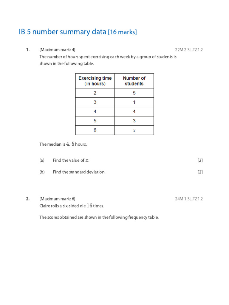 IB Statistics Questions and Solutions | PDF