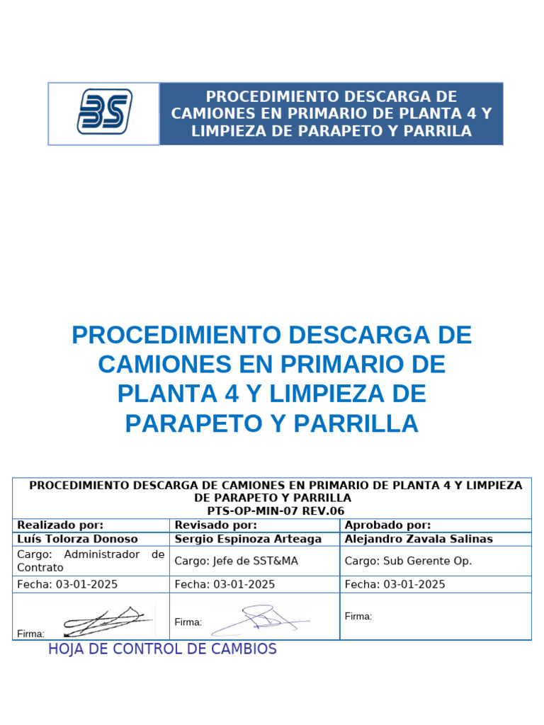 Pts-op-min-07-Rev 06-Descarga Decamiones en Primario de Planta 4 ...