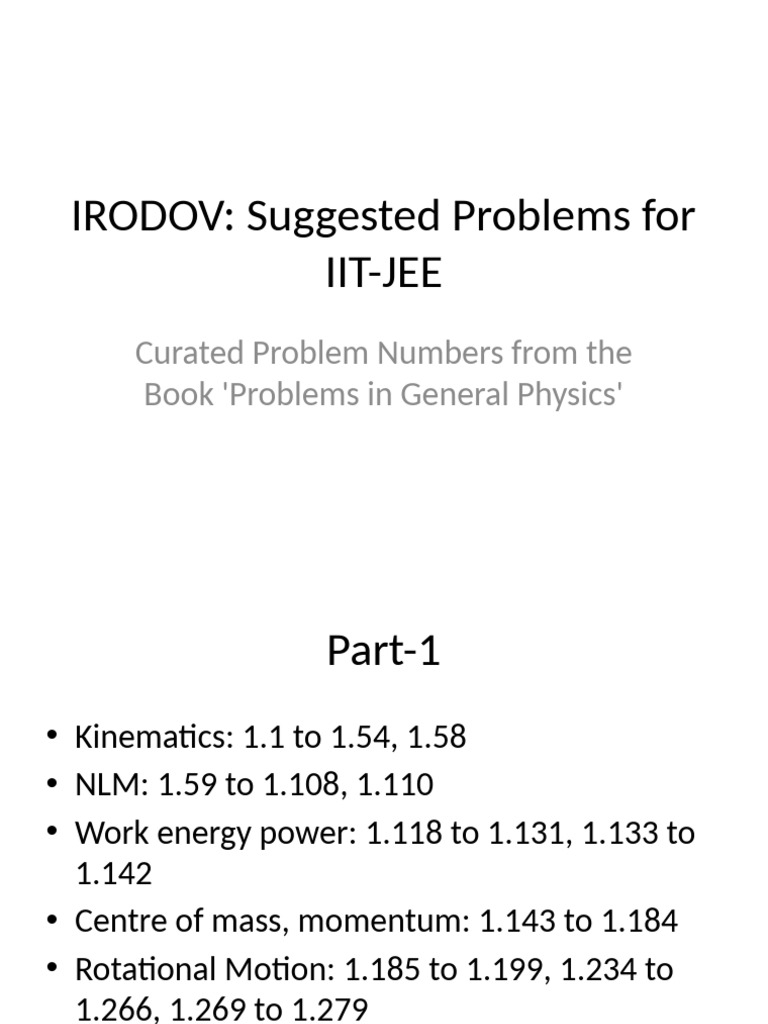Irodov Iit Jee Problems | PDF